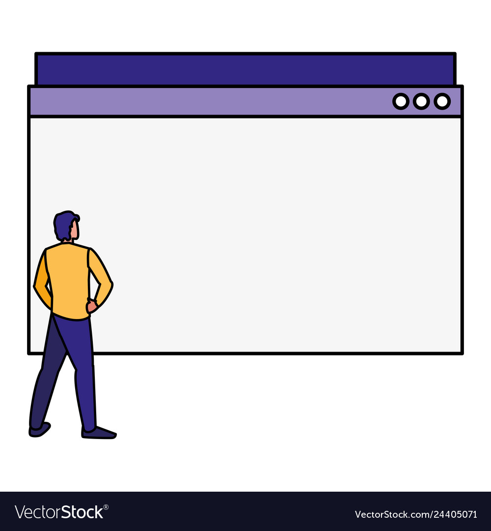 Man using template webpage Royalty Free Vector Image