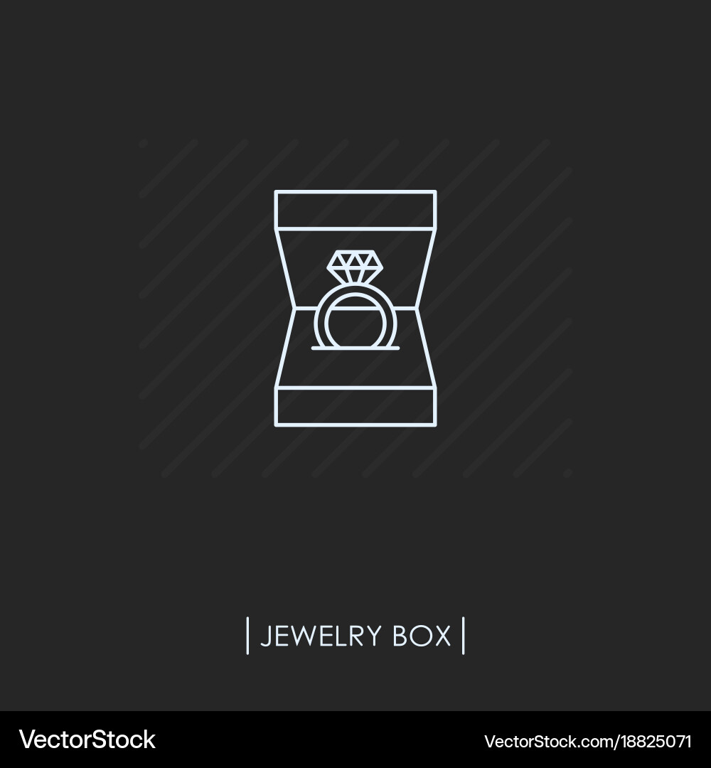 Ring with diamond in box outline icon isolated Vector Image