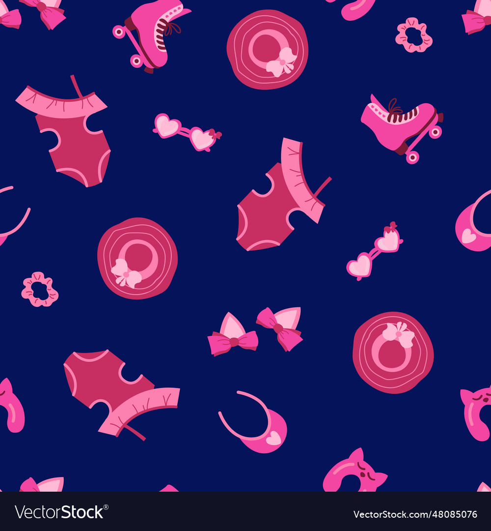 Barbiecore seamless pattern Royalty Free Vector Image