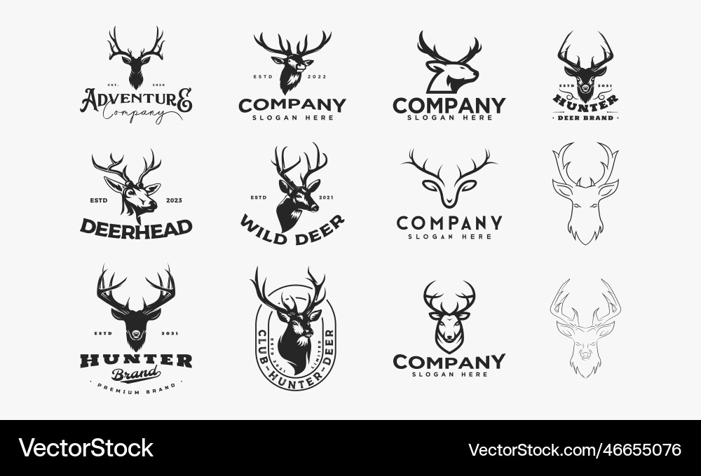 Collection of deer logo icon Royalty Free Vector Image