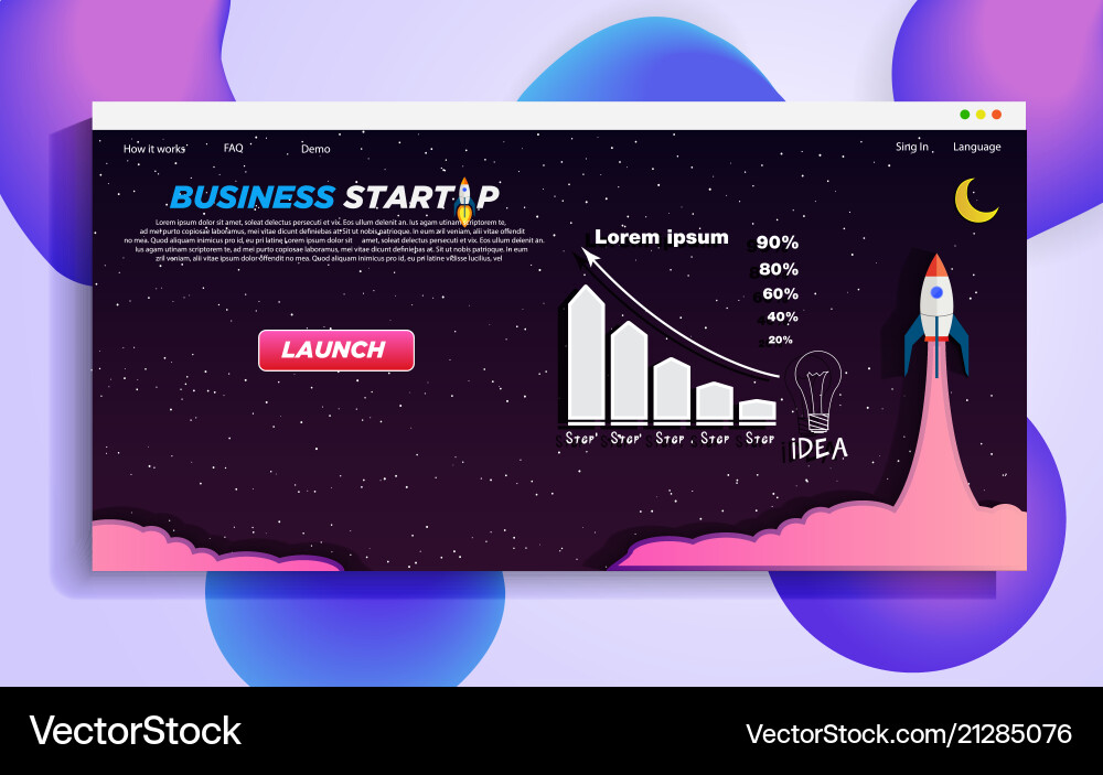 Concept head of the website to launch Royalty Free Vector