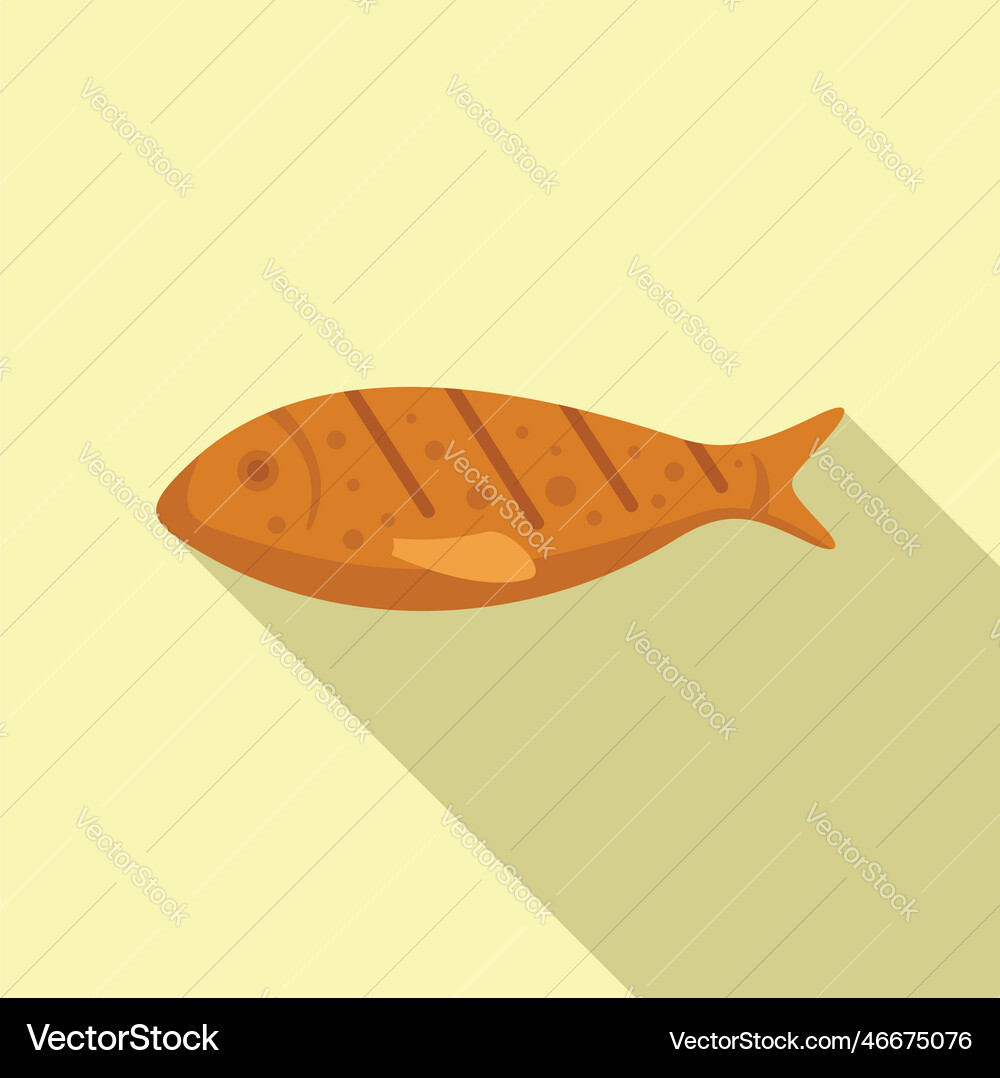 Grilled fish icon flat grill food Royalty Free Vector Image
