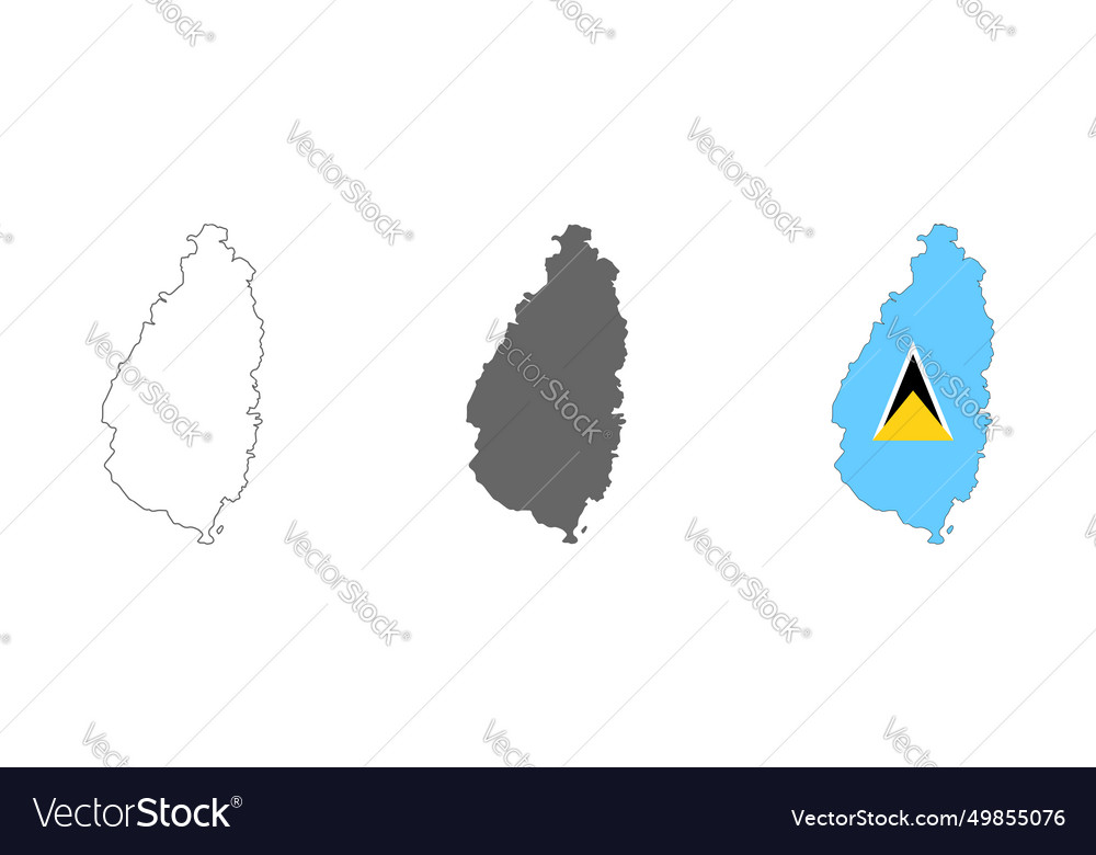 Highly detailed saint lucia map with borders Vector Image