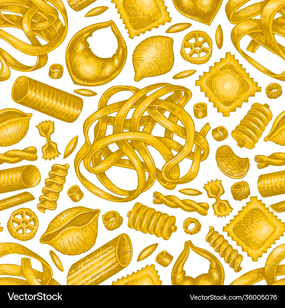 Italian pasta seamless pattern hand drawn food Vector Image