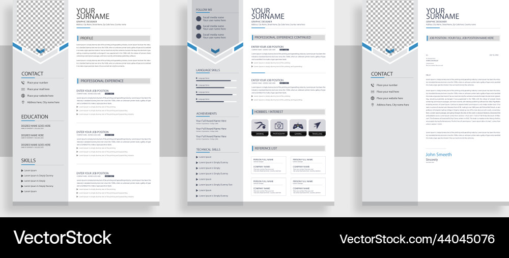 Modern resume and cv cover letter layout Vector Image
