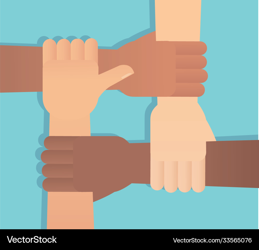 People putting their hands together volunteer Vector Image