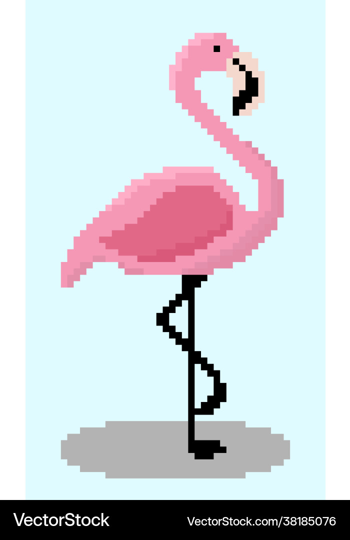 Pixel flamingo image for game assets Royalty Free Vector