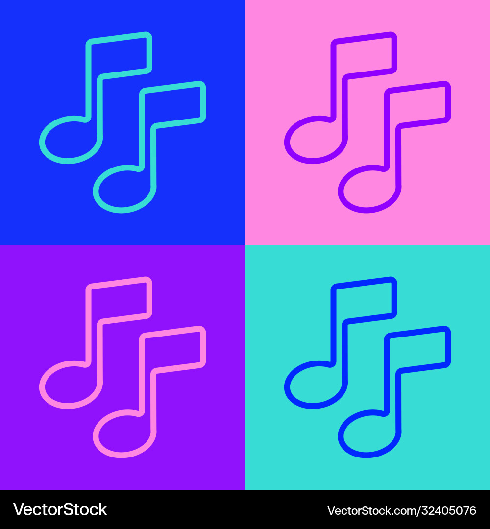 Pop art line music note tone icon isolated Vector Image