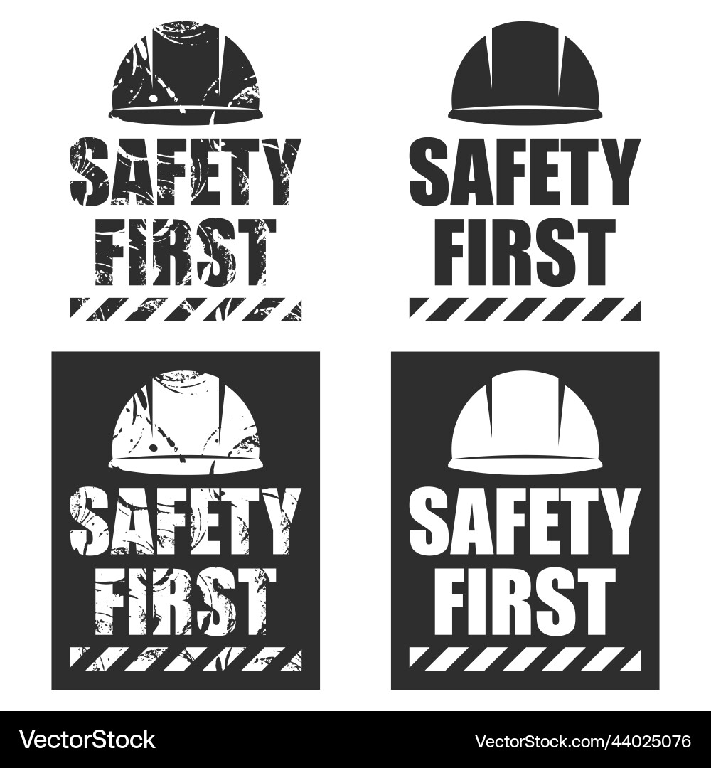 Safety first sticker and seals with distressed Vector Image