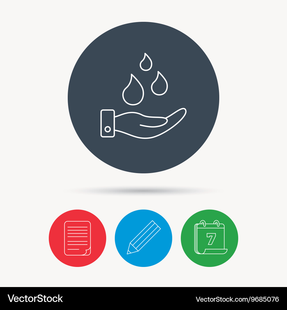 Save water icon hand with water drops sign Vector Image