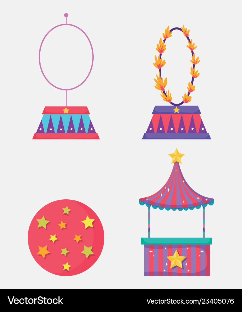 Set fire hoop with ball and circus store Vector Image
