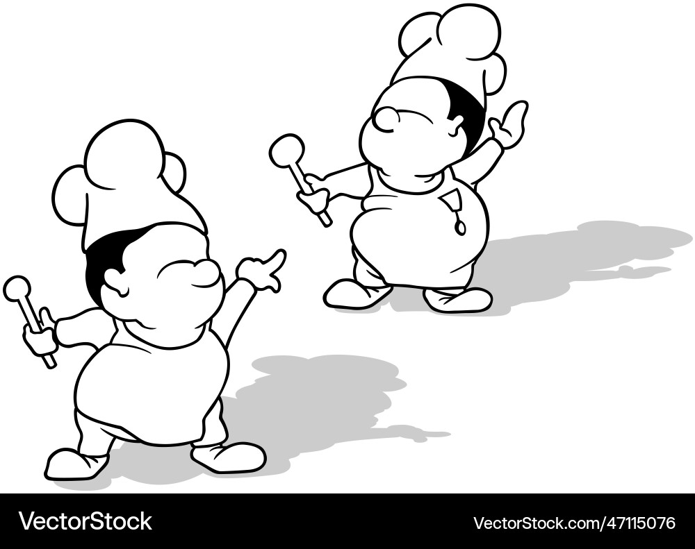 Set of drawings two chef mascots Royalty Free Vector Image