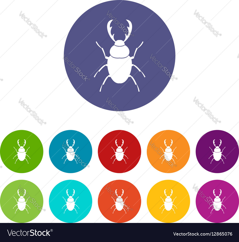 Stag beetle set icons Royalty Free Vector Image