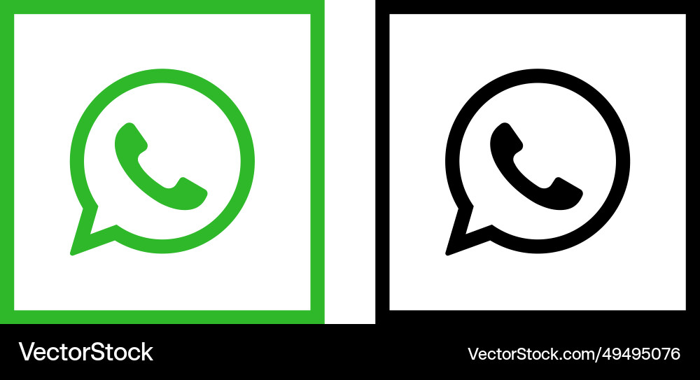Whatsapp icons set flat line popular Royalty Free Vector