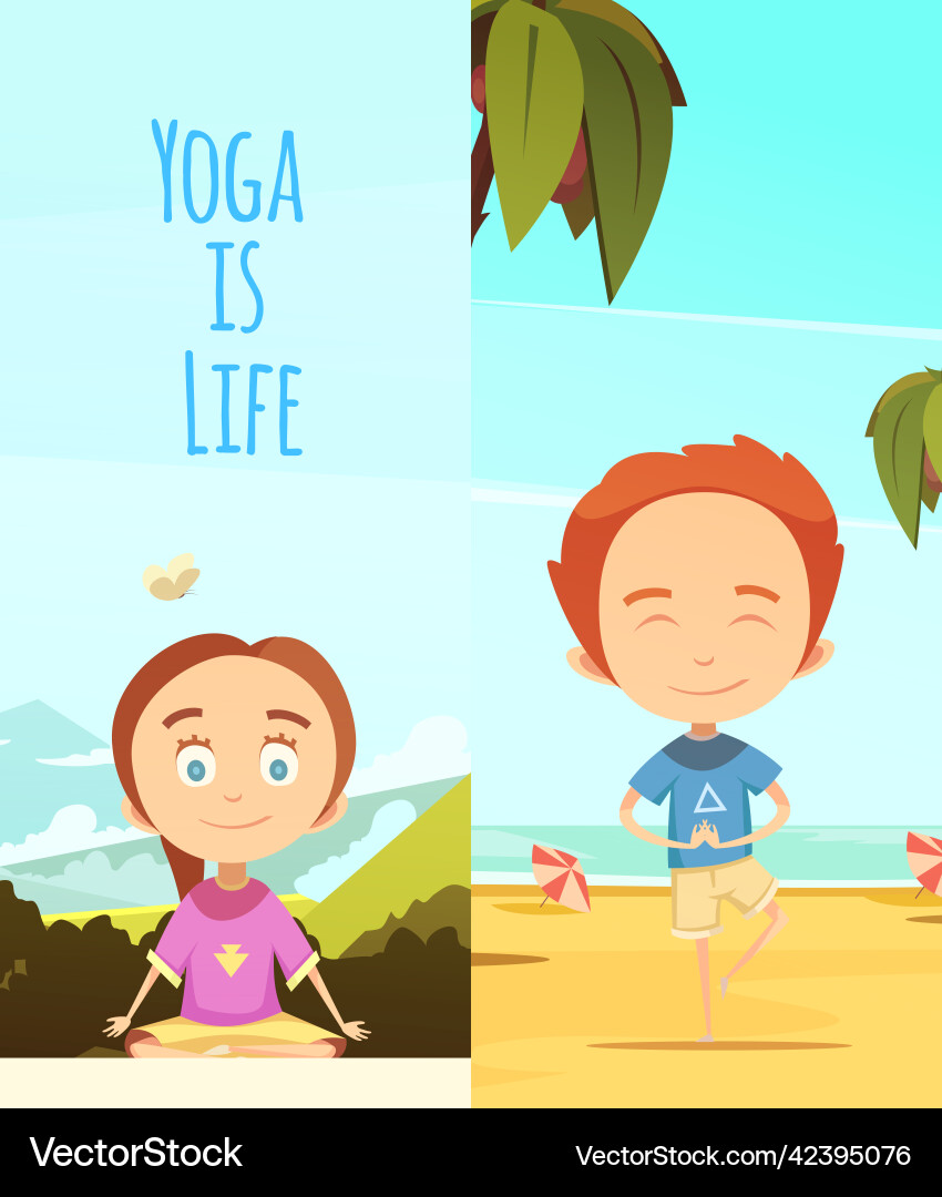 Yoga is life two vertical banners Royalty Free Vector Image