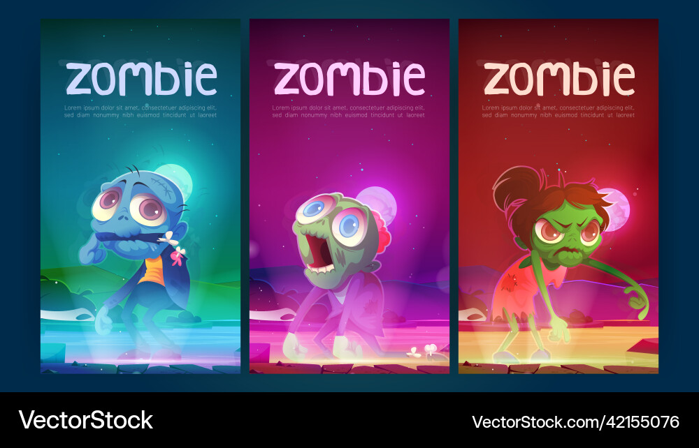 Zombie posters with creepy undead characters Vector Image