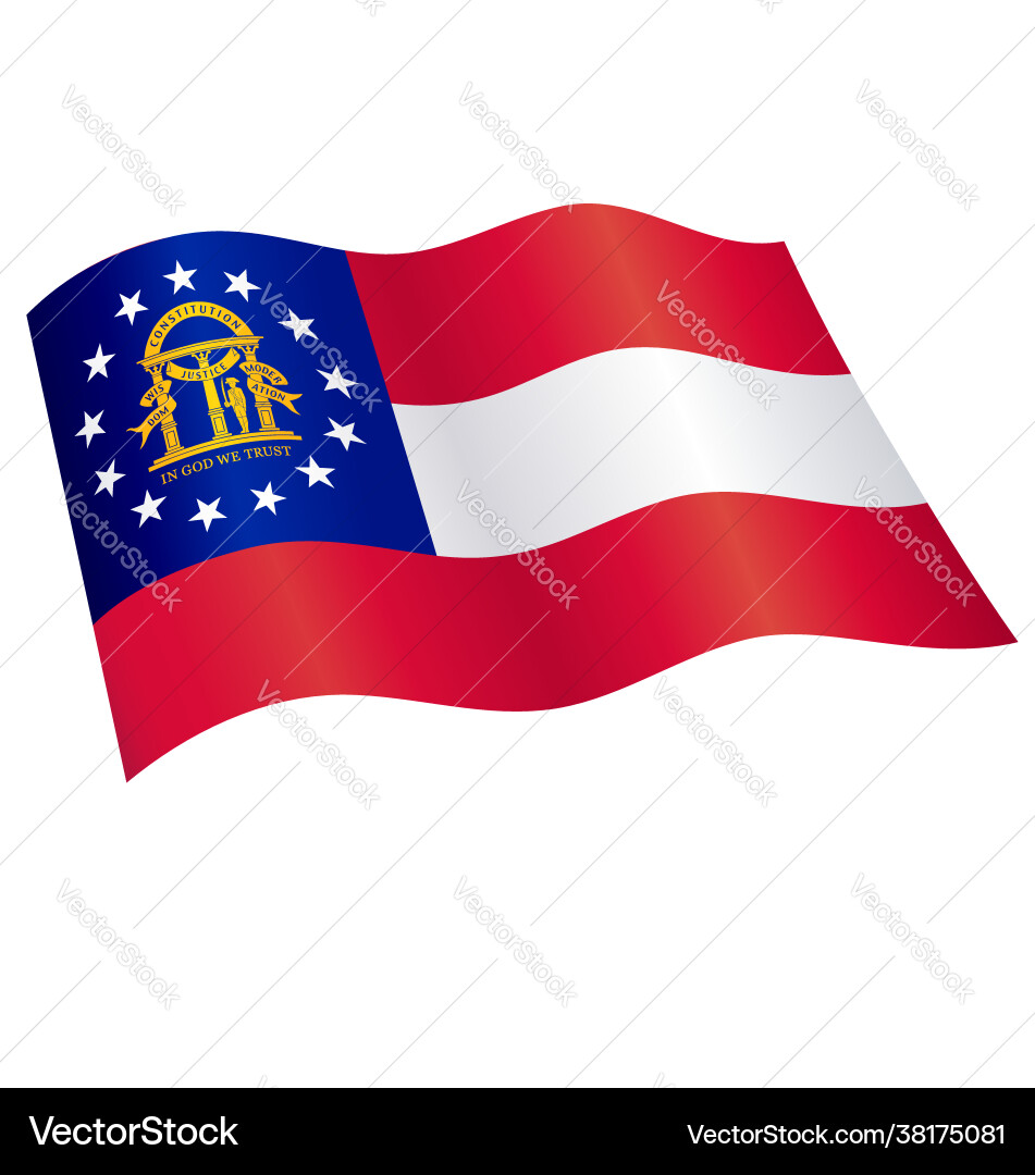 Accurate correct georgia ga state flag flying Vector Image