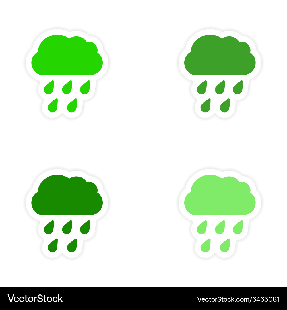 Assembly realistic sticker design on paper rain Vector Image