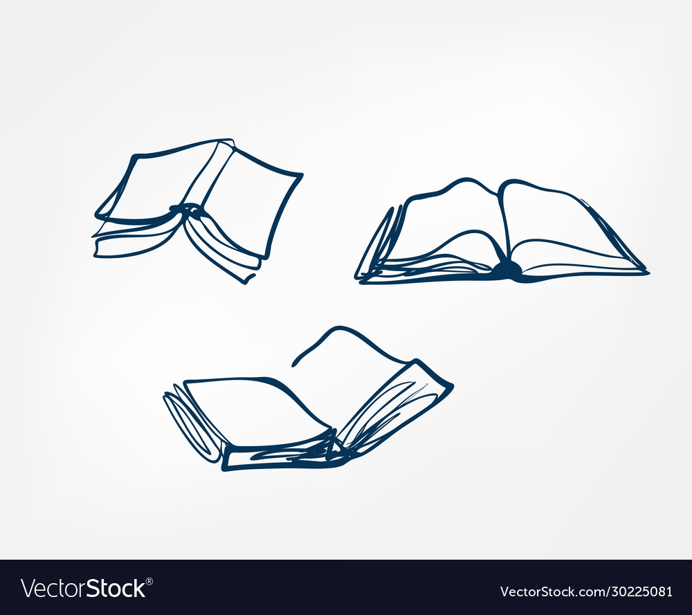Book set one line design element isolated Vector Image