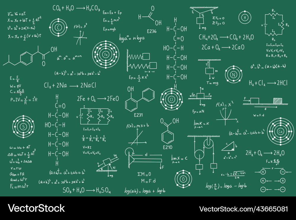 Calculus equations algebra organic chemistry Vector Image