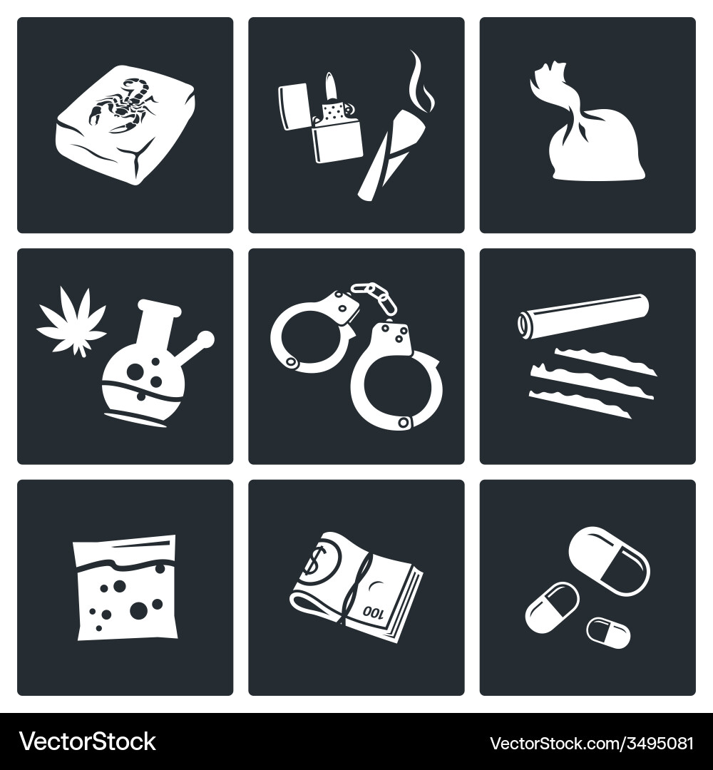 Drugs icons set Royalty Free Vector Image - VectorStock