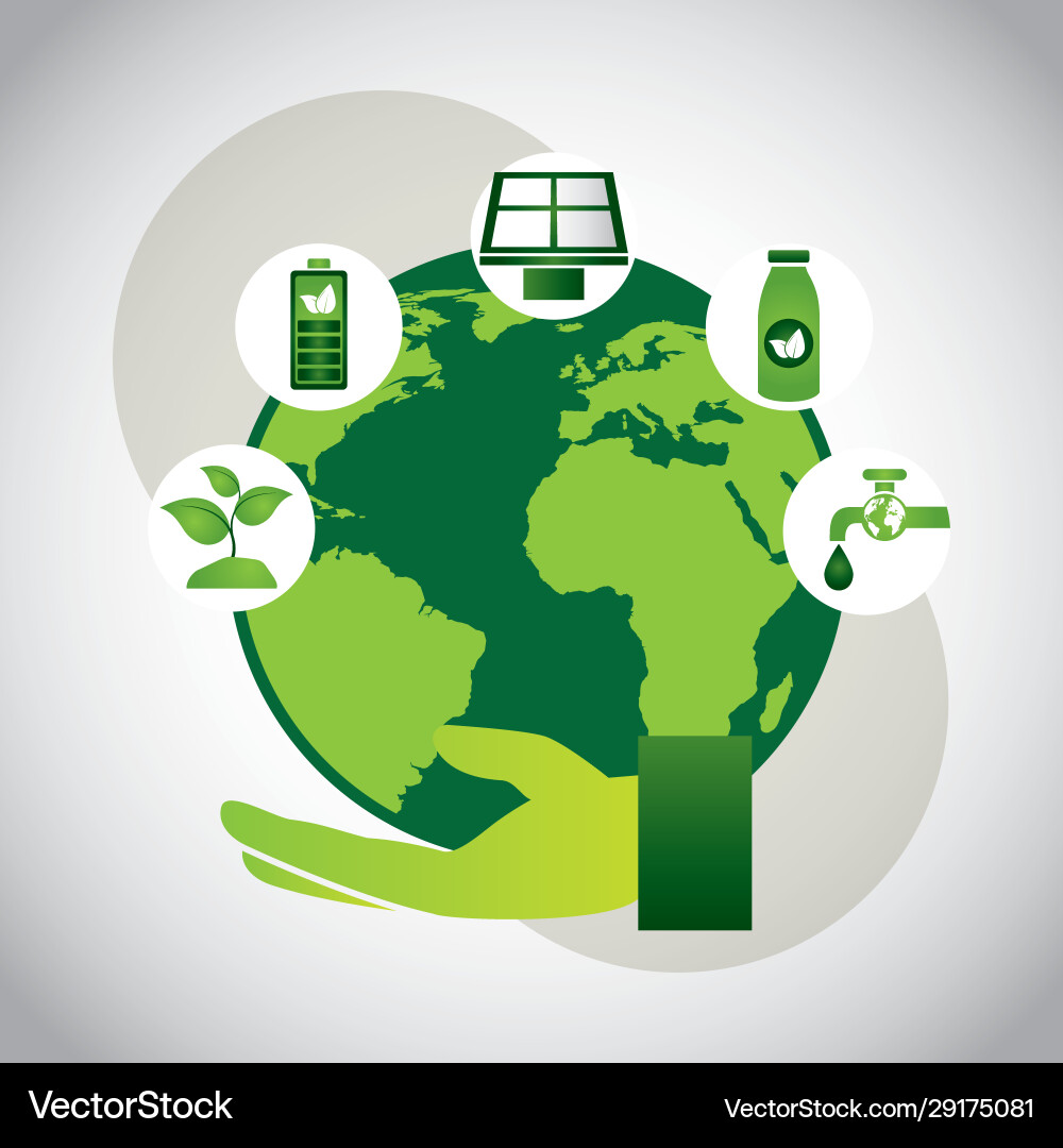 Eco friendly poster with earth planet and set Vector Image