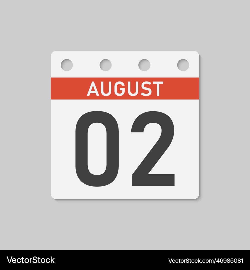 Icon page calendar day - 6 august Royalty Free Vector Image