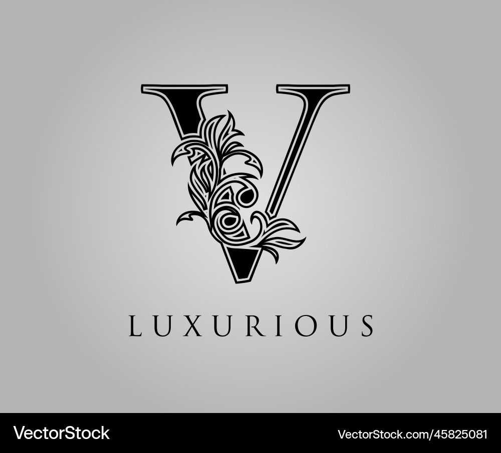 Initial v luxury logo icon classic floral Vector Image