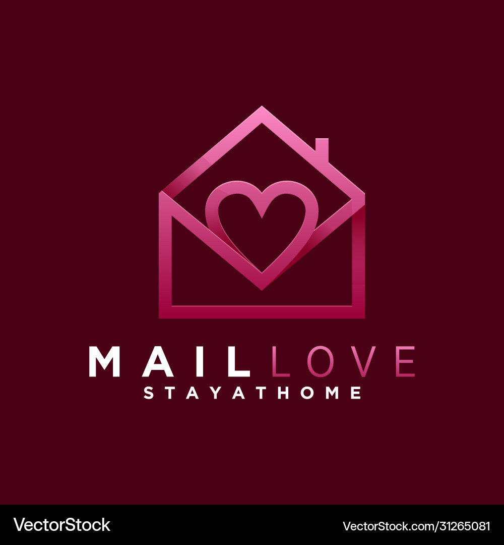 Logo mail love gradient colorful style Royalty Free Vector