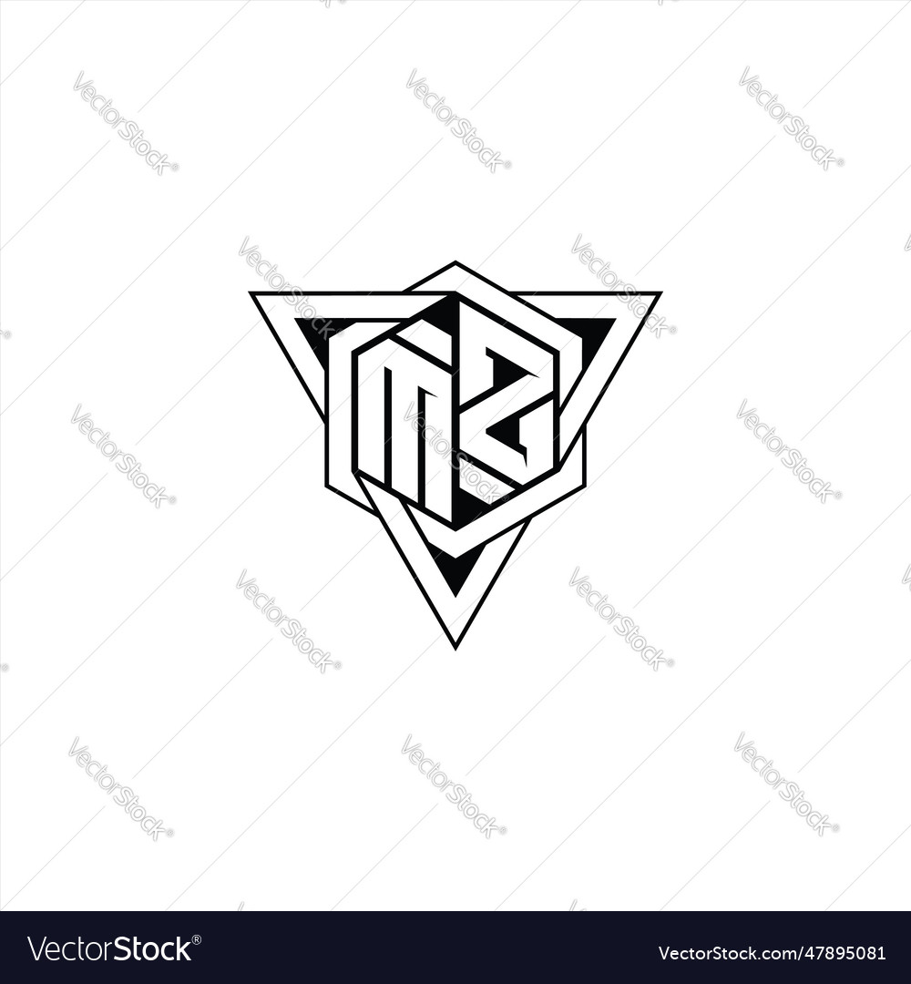 Mz letter logo monogram hexagon shape Royalty Free Vector