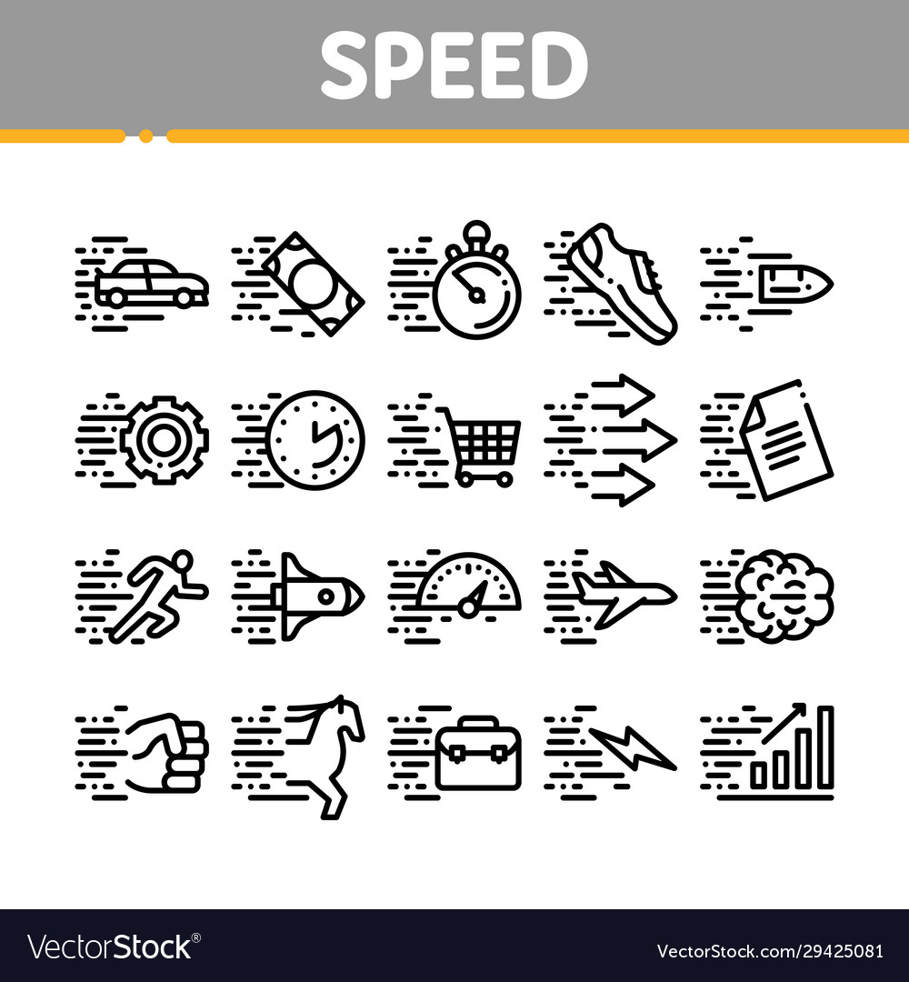 Speed fast motion collection icons set Royalty Free Vector