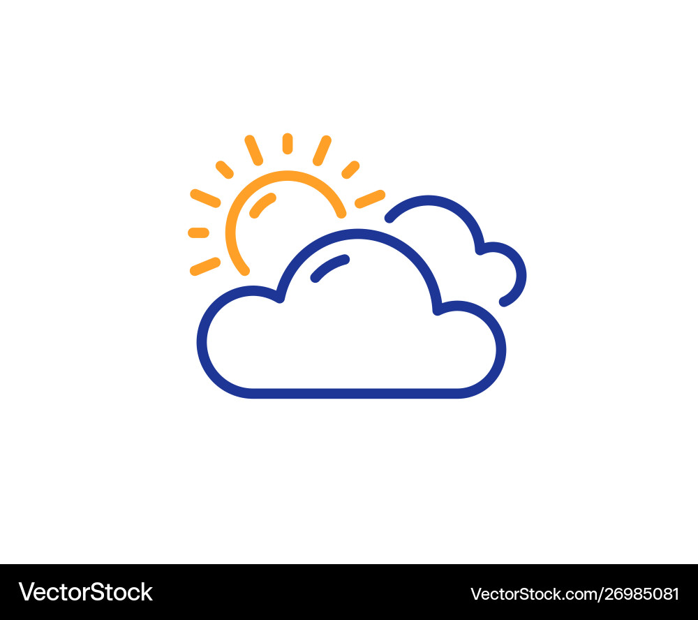 Sunny weather forecast line icon clouds with sun Vector Image