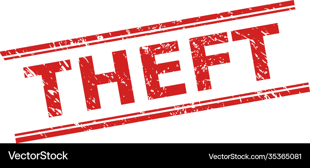 Theft seal with grunged style and double parallel Vector Image