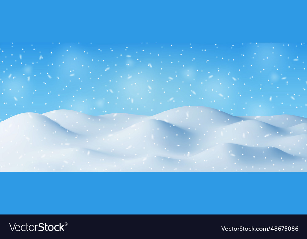 3d winter landscape with snowdrifts and snow Vector Image