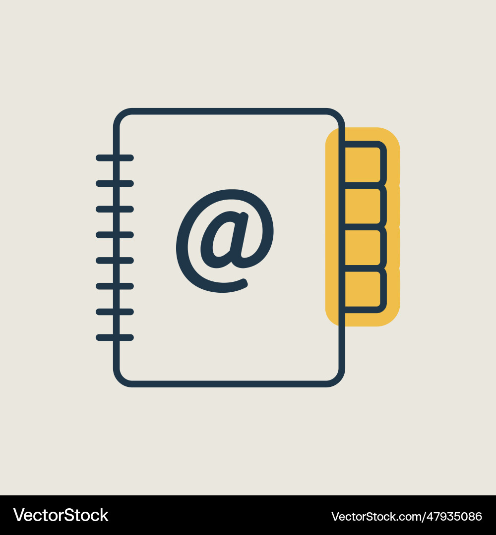 Address book outline icon workspace sign Vector Image