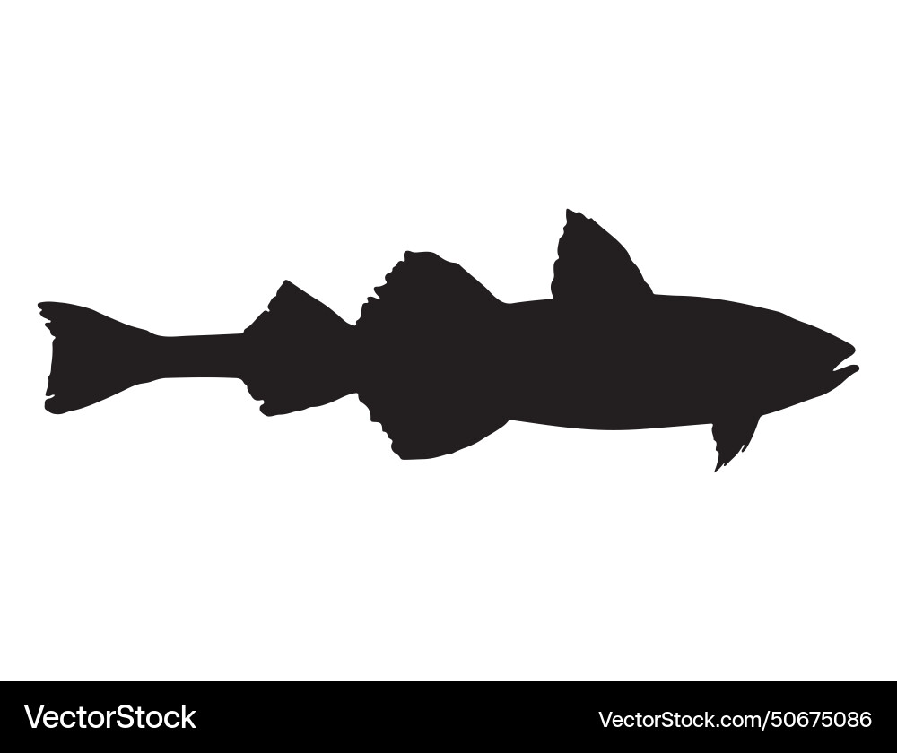 Alaska pollock fish silhouette art Royalty Free Vector Image