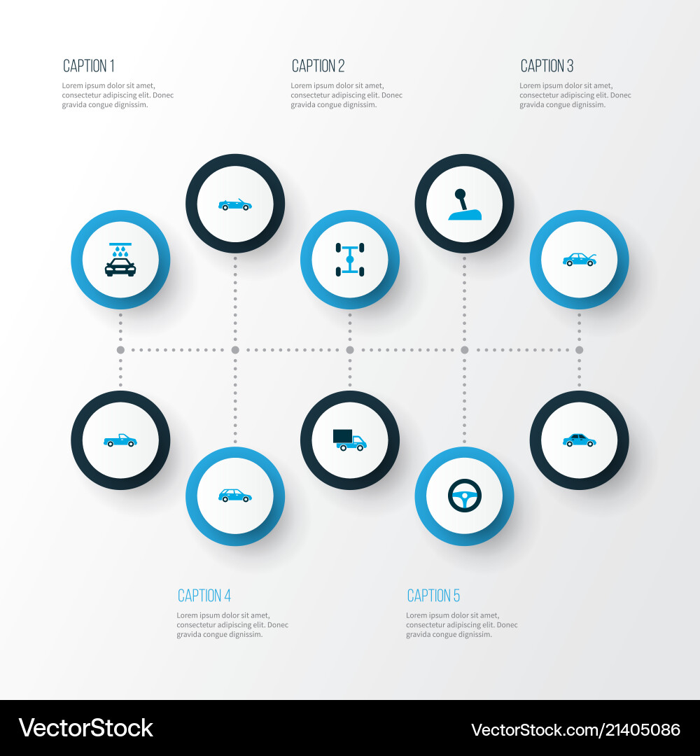 Automobile icons colored set with transport Vector Image