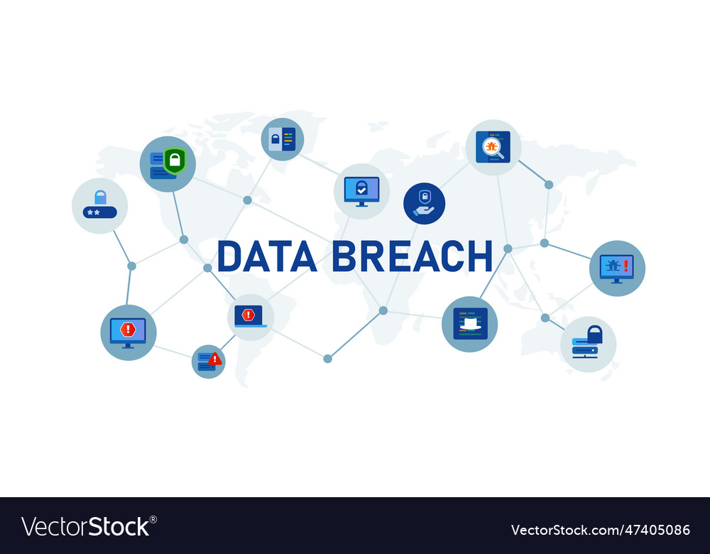 Data breach interconnected icon symbol concept Vector Image