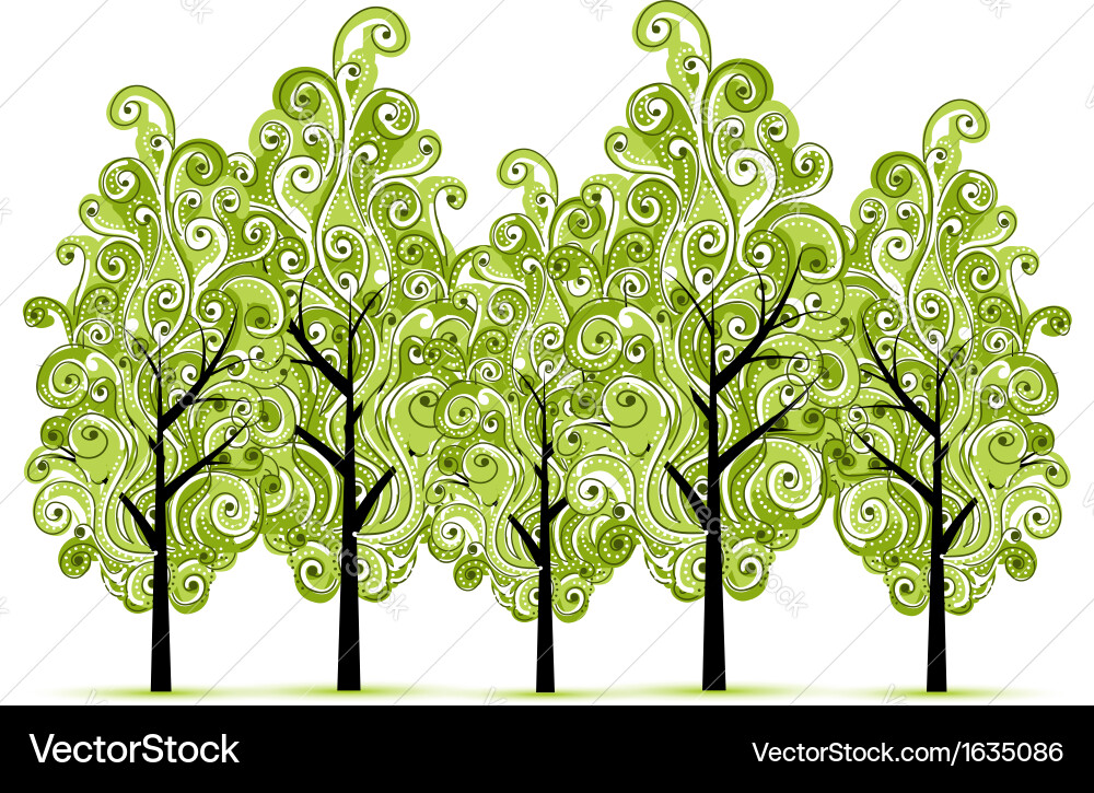 Green grove with trees for your design Royalty Free Vector