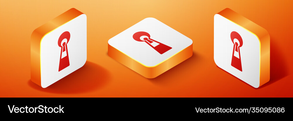 Isometric keyhole icon isolated on orange Vector Image