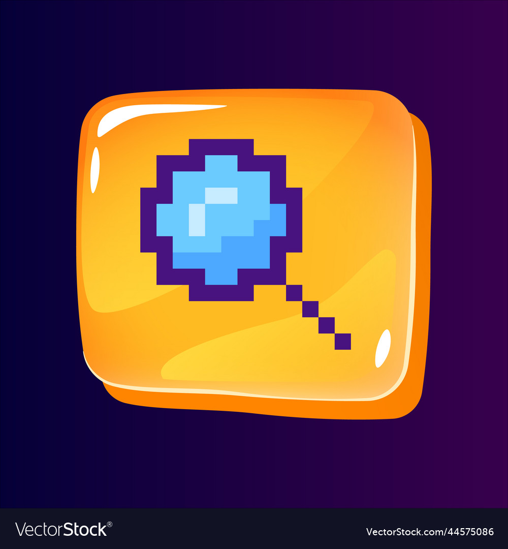 Magnifying glass glossy ui button with pixelated Vector Image