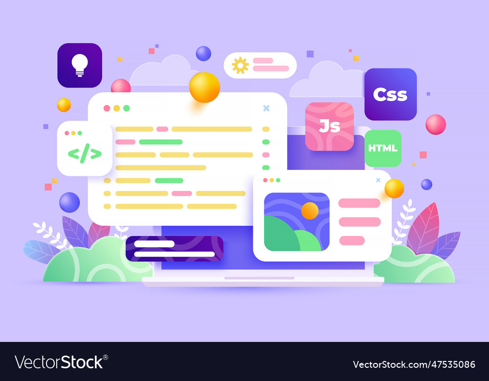 Modern 3d of web development Royalty Free Vector Image
