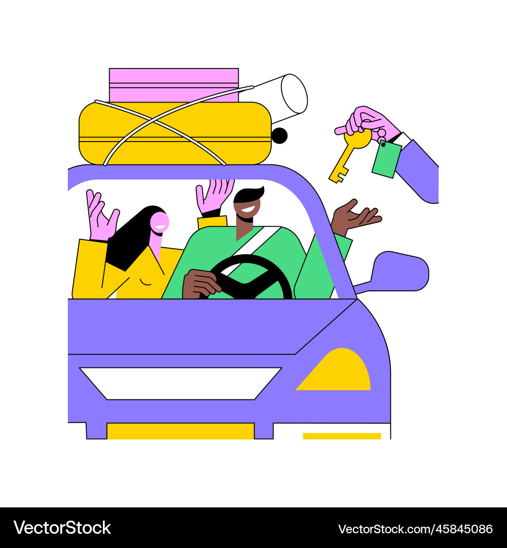 Renting a car isolated cartoon Royalty Free Vector Image