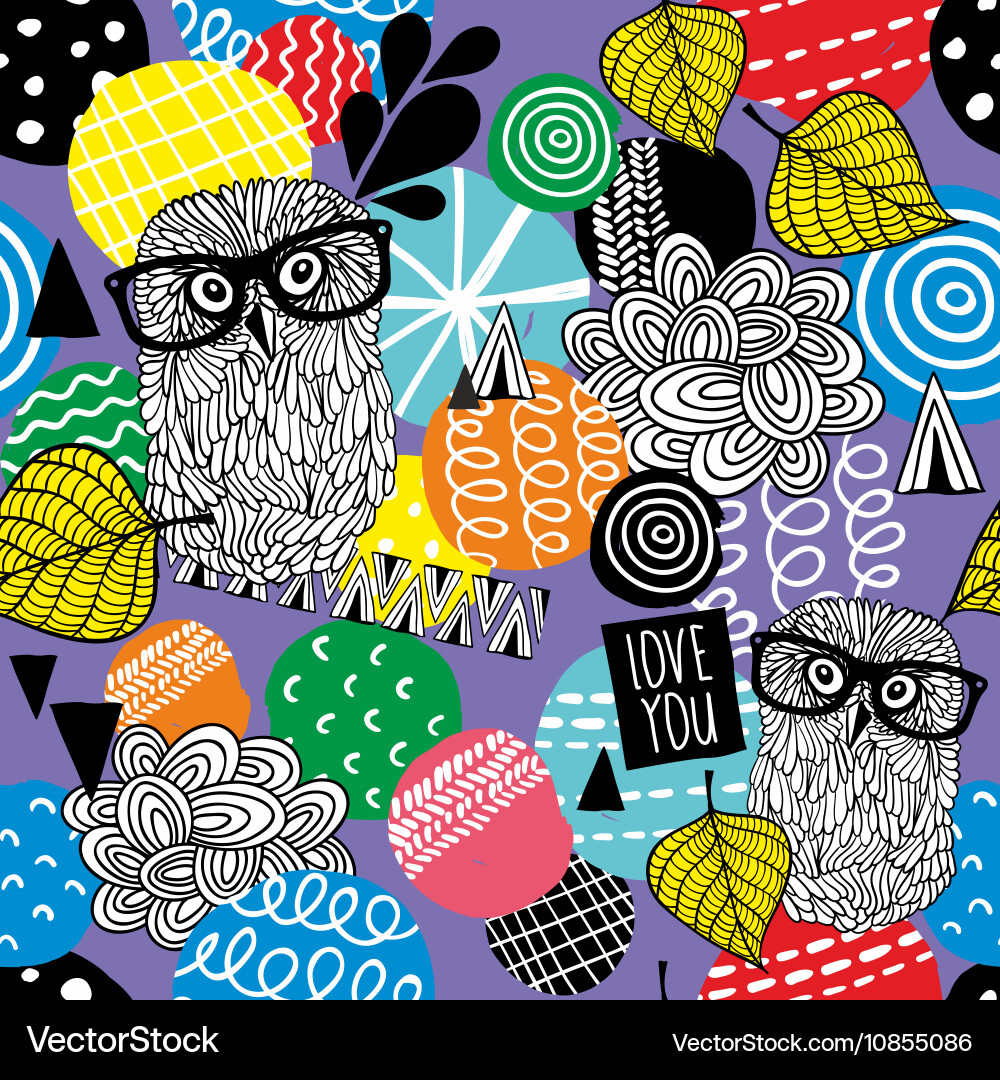 Seamless colorful background with hand drawn Vector Image