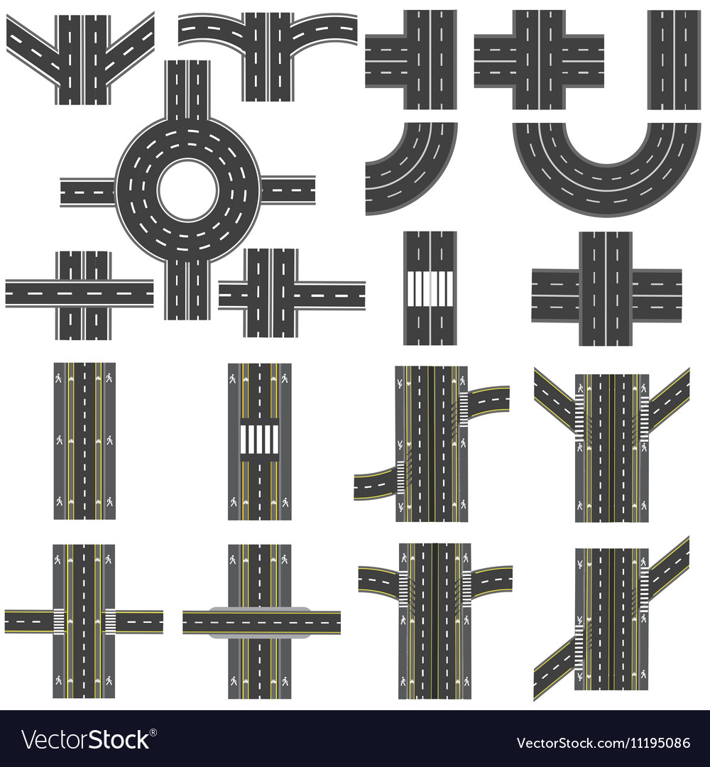 Set different sections road Royalty Free Vector Image
