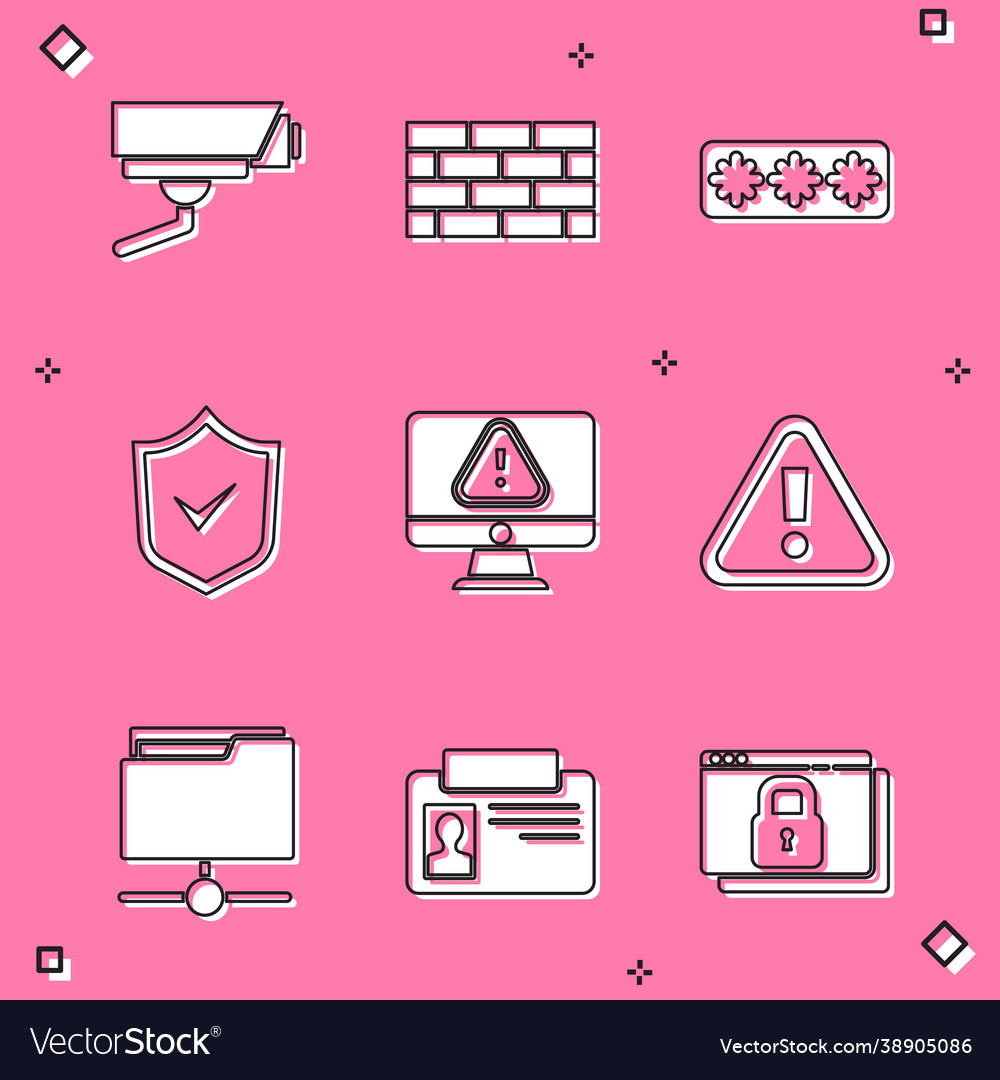 Set Security Camera Firewall Security Wall Vector Image