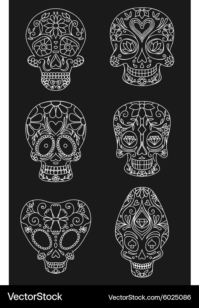 Sugar skulls Royalty Free Vector Image - VectorStock