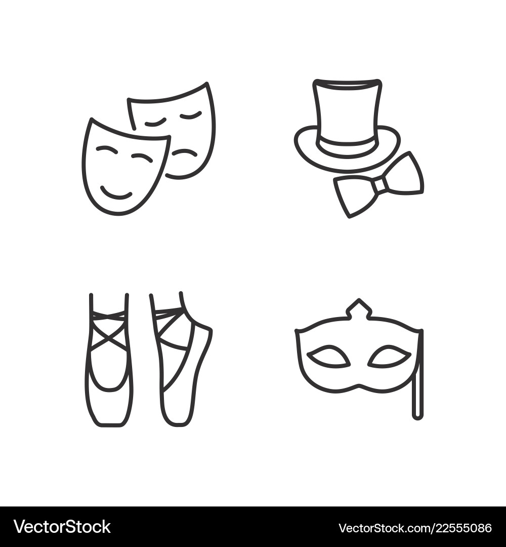 Theatre Icon Set - Line Art Royalty Free Vector Image