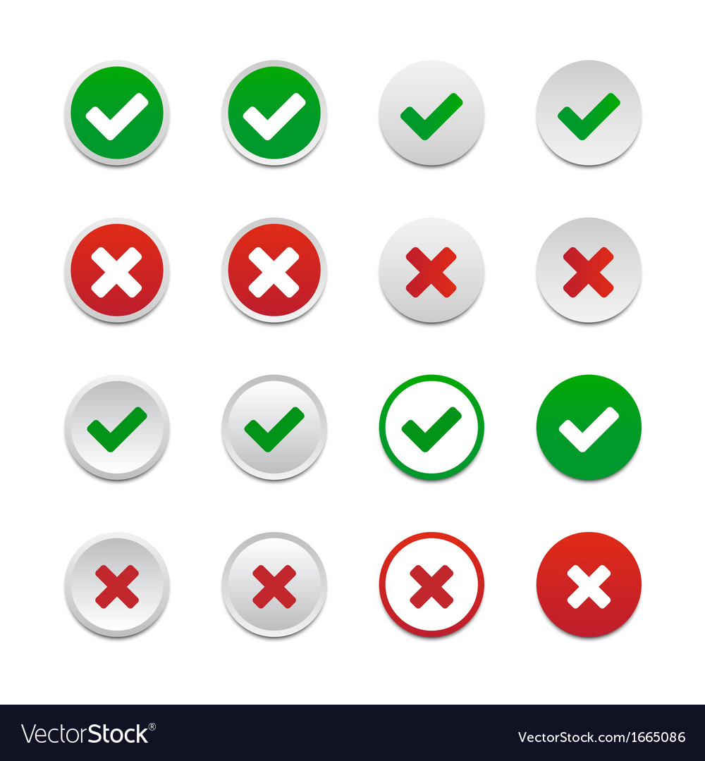 Validation buttons Royalty Free Vector Image - VectorStock