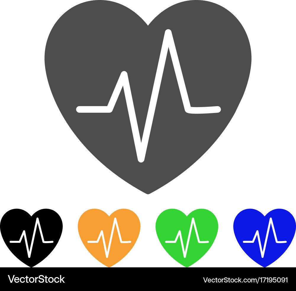 Cardiology heart pulse flat icon Royalty Free Vector Image